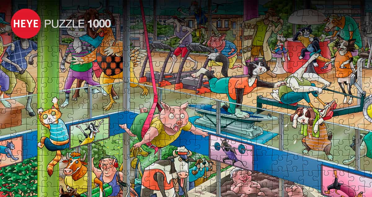 Academia dos bichos, quebra-cabeça Heye 1000 peças