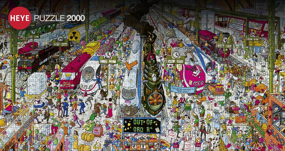 Estação de trem, quebra-cabeça Heye 2000 peças